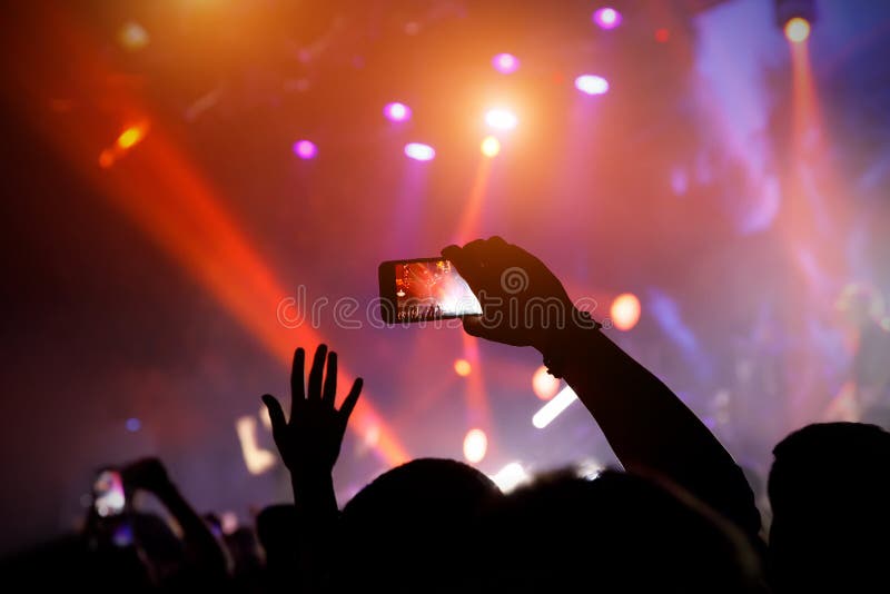 Show on Stage. Shooting on Mobile Phone Stock Photo - Image of night ...