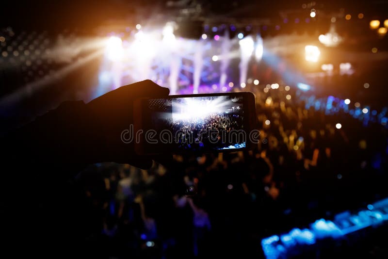 Show on Stage. Shooting on Mobile Phone Stock Photo - Image of event ...