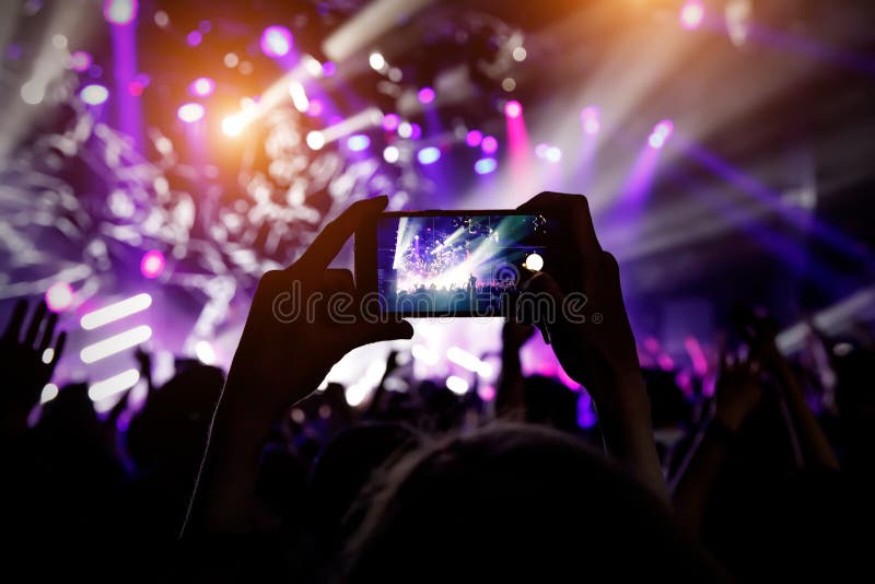 Show on Stage. Shooting on Mobile Phone Stock Photo - Image of festival ...