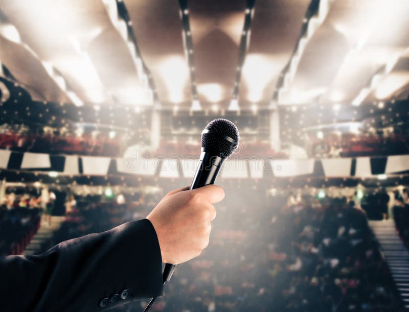 Stage and microphone stock photo. Image of spotlight - 19968432