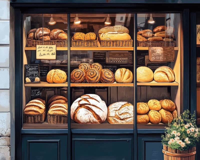 Showcase in a Bakery Store, a Large Assortment of Pastries Stock ...