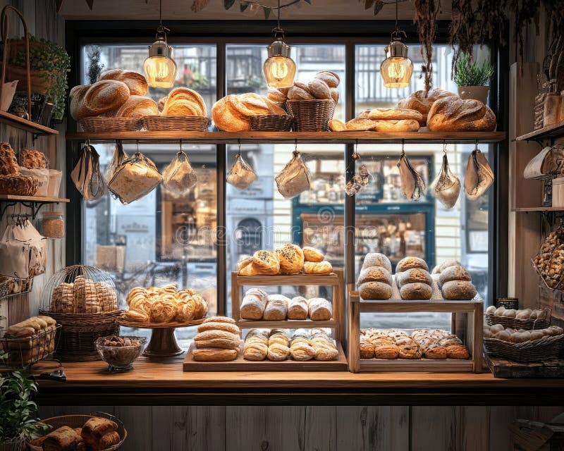Showcase in a Bakery Store, a Large Assortment of Pastries Stock ...