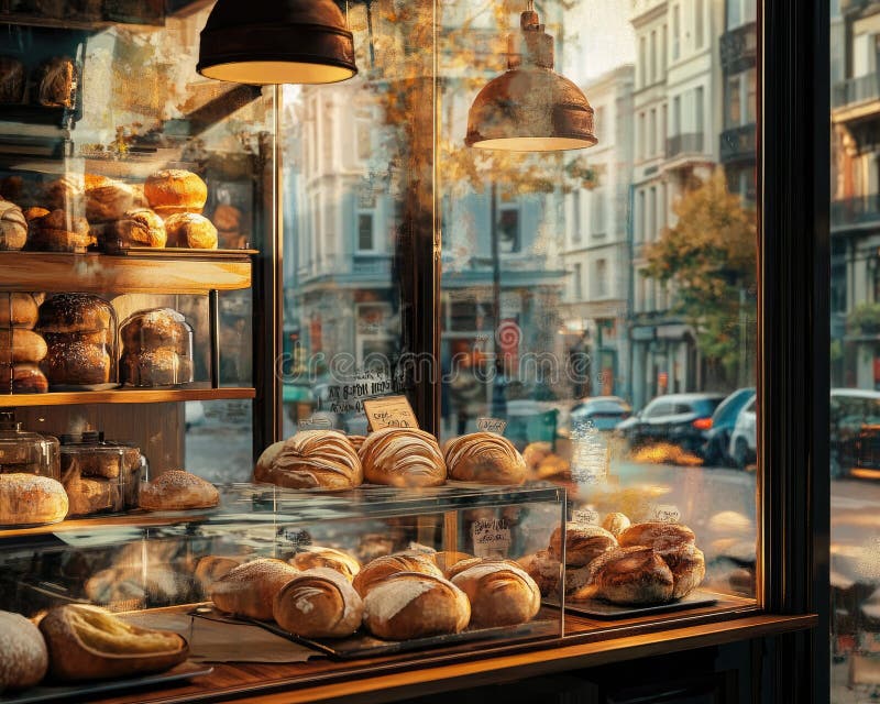 Showcase in a Bakery Store, a Large Assortment of Pastries Stock ...