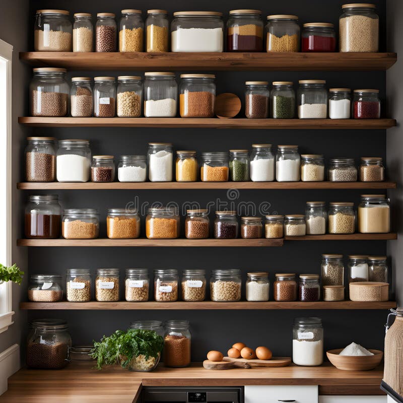 Showcase a Beautifully Organized Pantry Shelf in a Rustic Kitchen ...