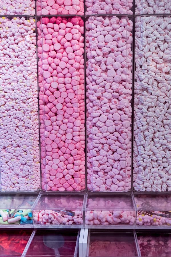 Showcase of Candy Shop, Transparent Container with Sweets, Candy and ...