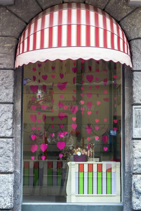 Window in sweets store stock image. Image of awning - 133502931