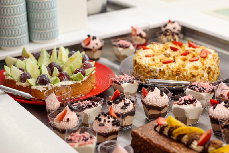 Showcase with Desserts in a Hotel Stock Image - Image of catering ...