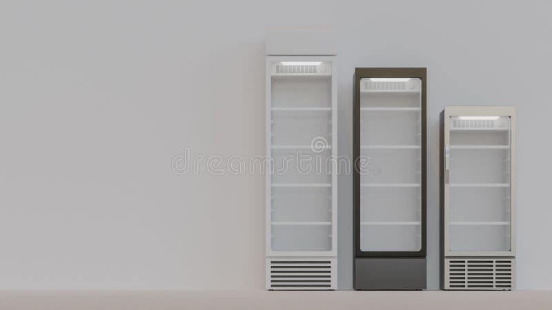 Showcase Display Cooler Front View 3D Render Illustration Stock ...
