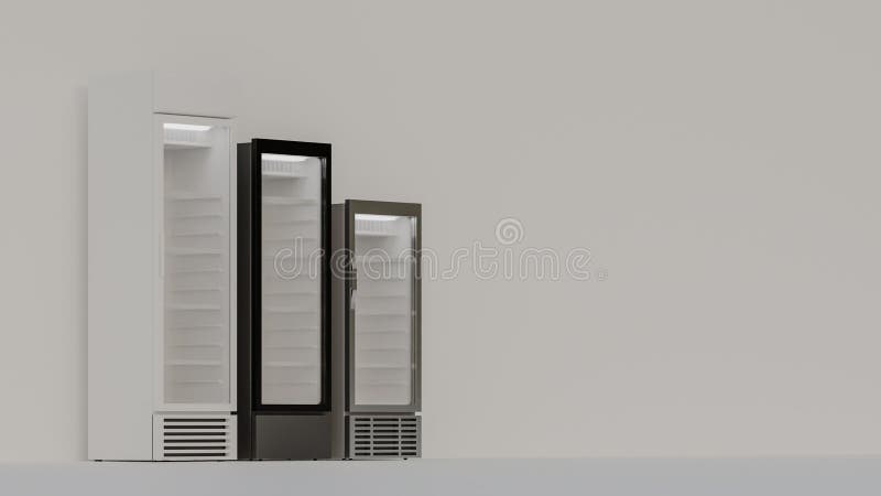 Showcase Display Cooler Side View 3D Render Illustration Stock ...