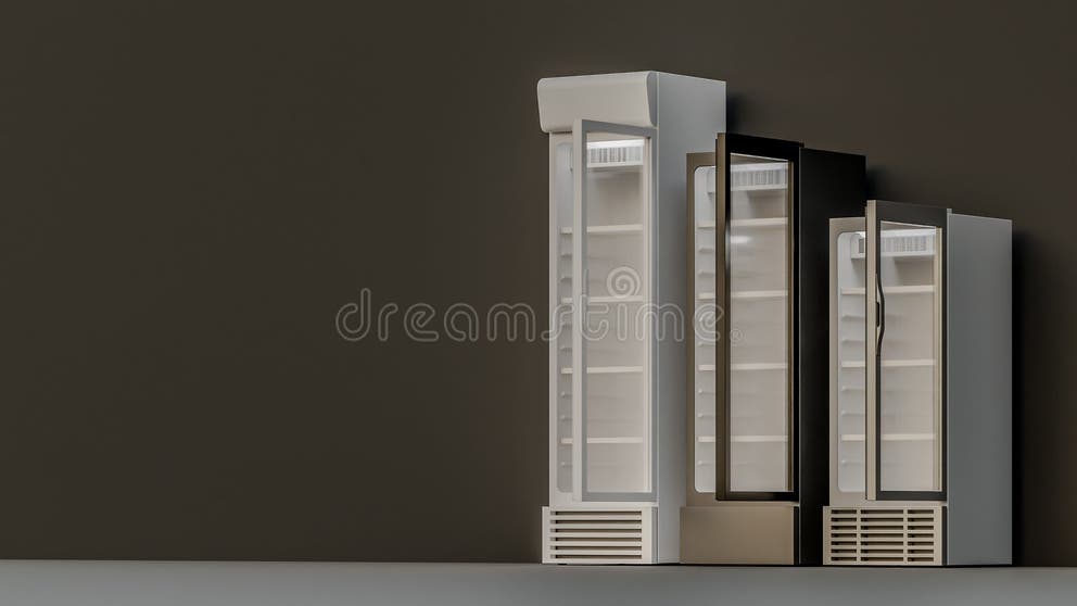 Showcase Display Cooler Side View Open Door 3D Render Illustration ...