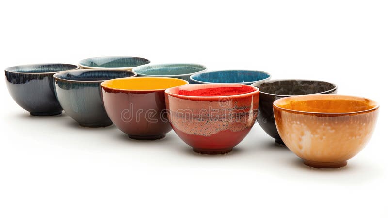 Ceramic Bowl Collection, Home Kitchen Objects Isolated, Food Dishes ...