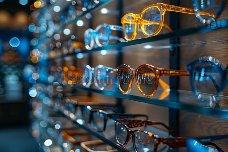 Showcase with Glasses in Optics Stock Photo - Image of ophthalmology ...