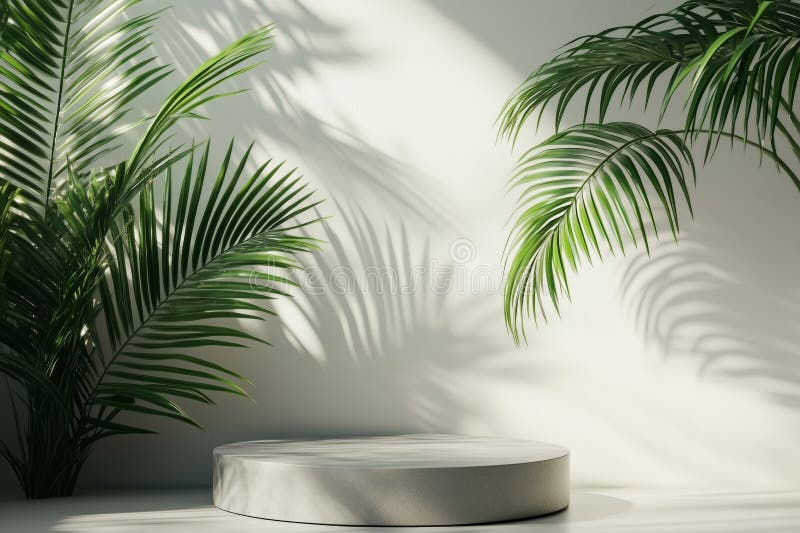 Showcase Greenery and Textures on a Circular Pedestal in a Minimalist ...