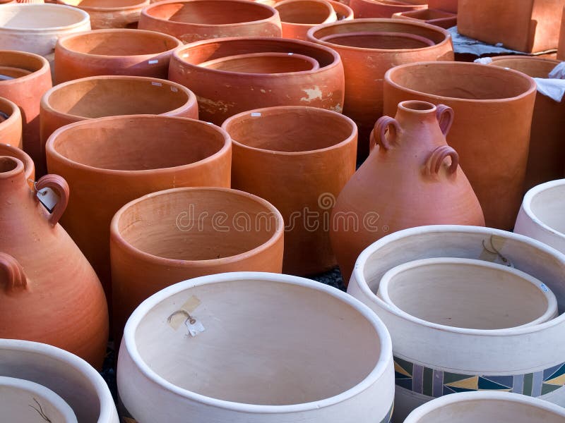Showcase of Handmade Flowerpots Planters Stock Photo - Image of home ...