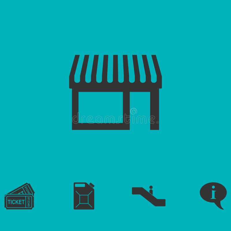 Showcase icon flat stock illustration. Illustration of products - 201679283