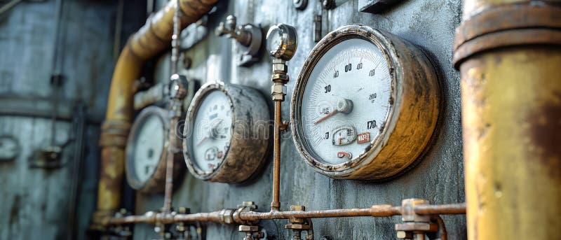 Close-up View of Industrial Pressure Vessel with Gauges and Pipes ...