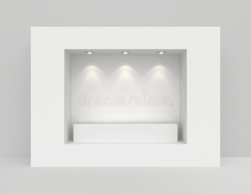 Showcase with Lights and Podiums for Samples Stock Illustration ...