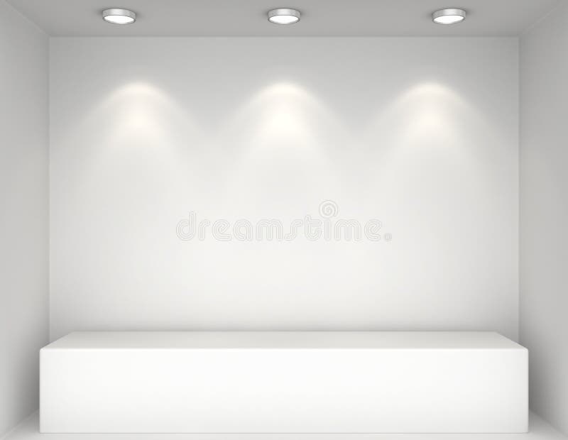Showcase with Lights and Podiums for Samples Stock Illustration ...