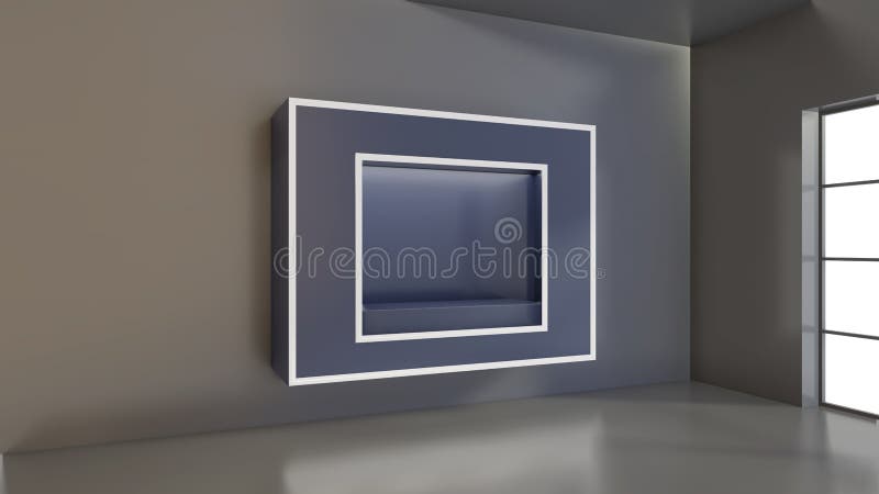 Showcase with Lights for Samples Product. 3D Rendering Stock ...