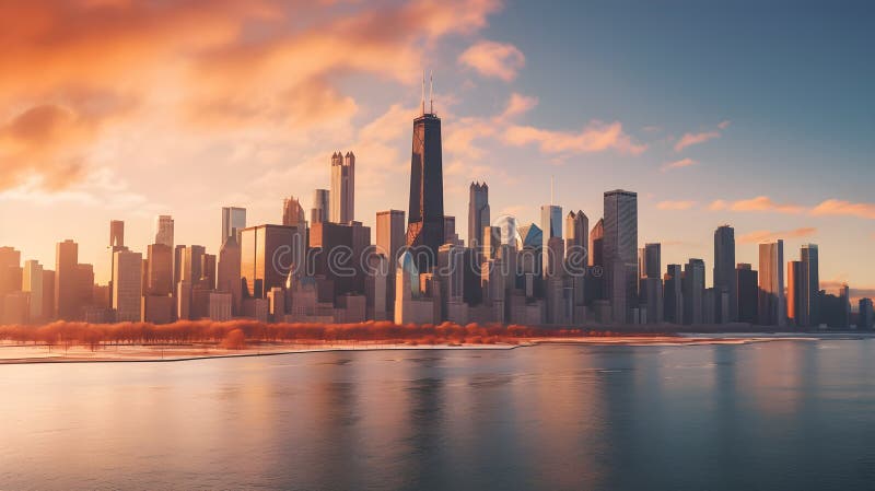 Showcase the Magnificence of Chicago S Skyline Stock Illustration ...