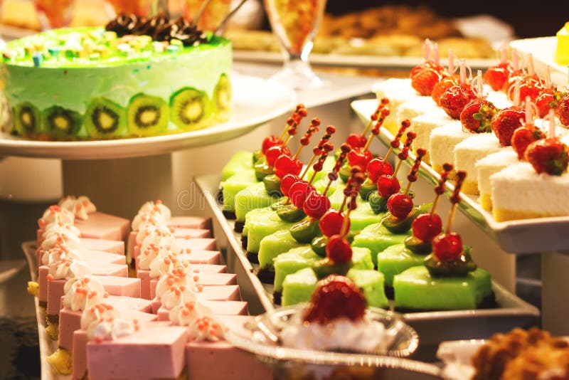 Many Cakes, Cupcakes with Fresh Fruits (strawberries), Whipped Cream ...