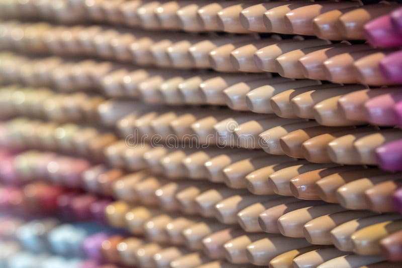 Showcase of Many Lipstick for Sale Stock Image - Image of cosmetic ...