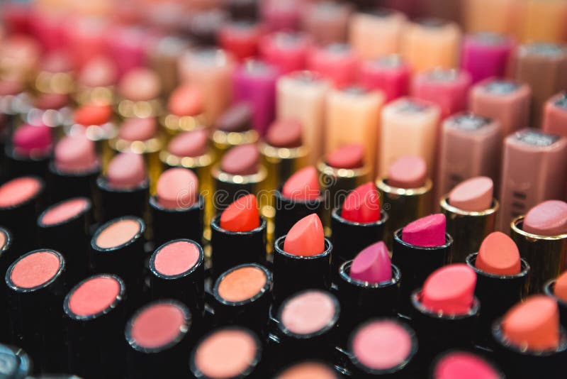 Showcase with Many Lipsticks Stock Photo - Image of glamour, luxury ...