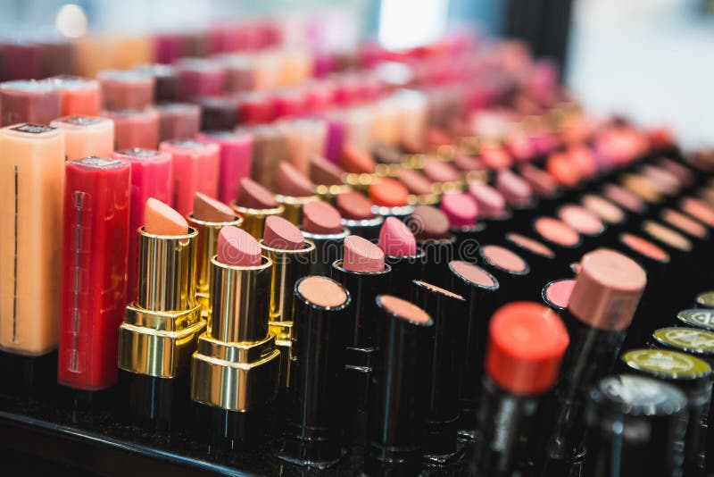 Showcase with Many Lipsticks Stock Photo - Image of beauty, shop: 94361186