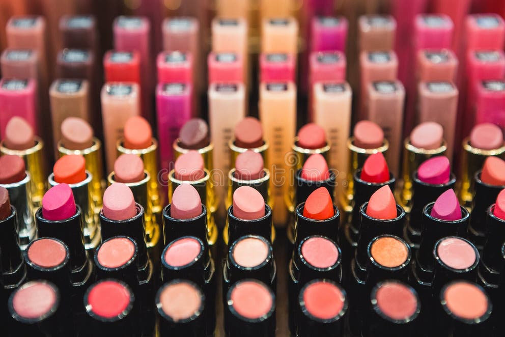 Showcase with Many Lipsticks Stock Photo - Image of pink, market: 94361188