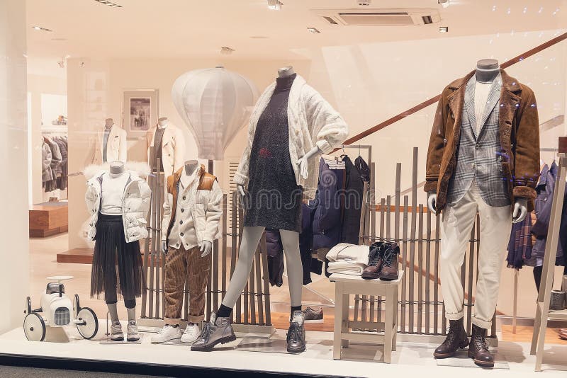 Showcase with Modern Clothes in a Boutique Stock Photo - Image of ...