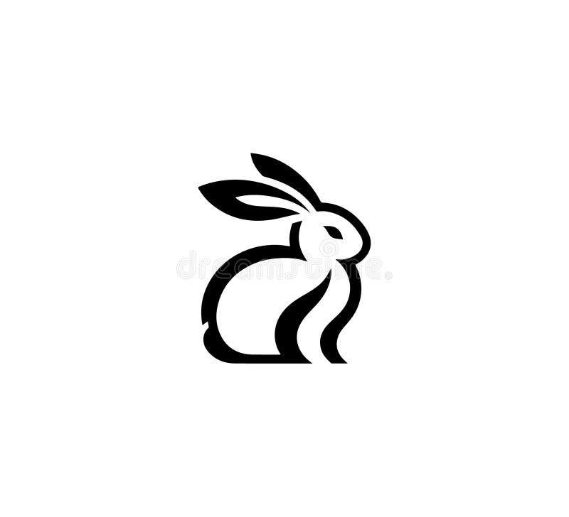 Rabbit Logo Icon Minimal Negative Space Stock Illustration ...