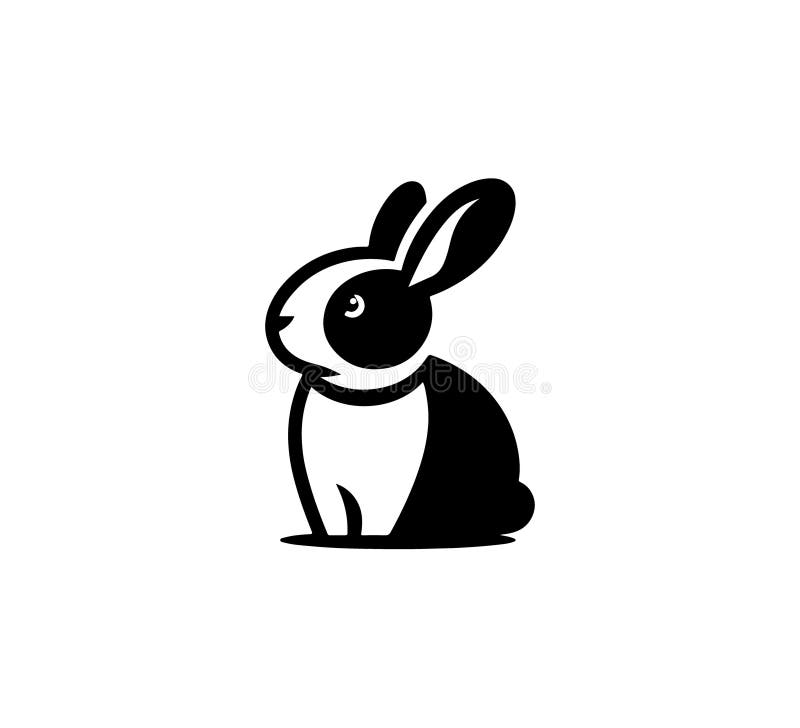 Rabbit Logo Icon Minimal Negative Space Stock Illustration ...