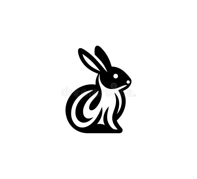 Rabbit Logo Icon Minimal Negative Space Stock Illustration ...