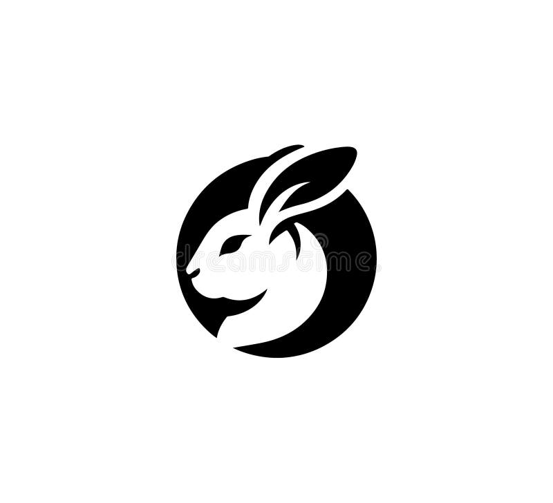 Rabbit Logo Icon Minimal Negative Space Stock Photo - Illustration of ...
