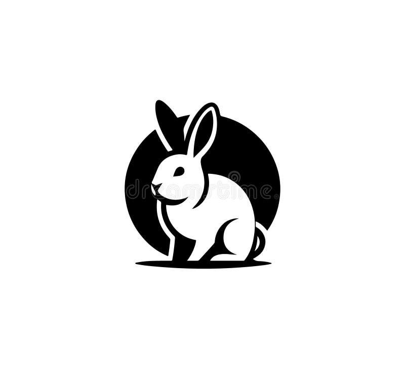 Rabbit Logo Icon Minimal Negative Space Stock Illustration ...