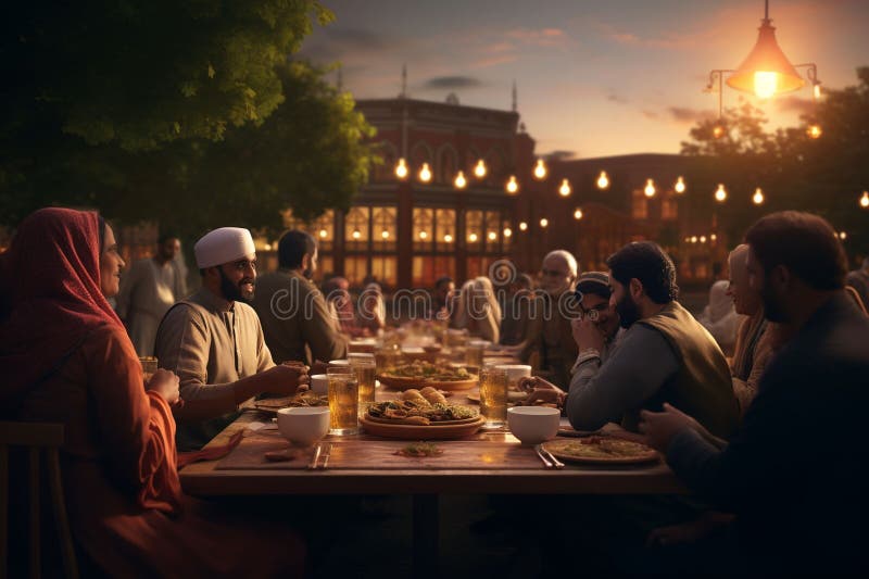 Showcase the Moments of Community Iftar Where Stock Illustration ...