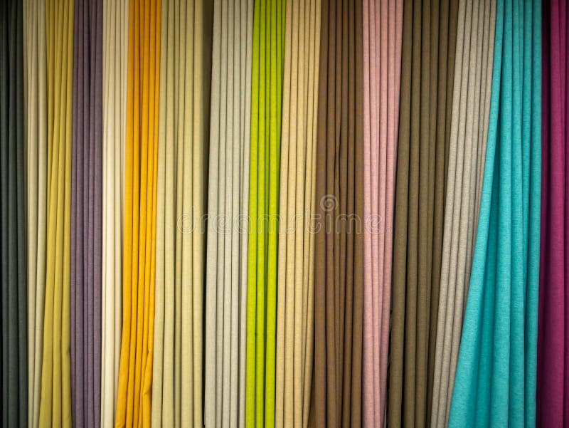 Showcase of Multi-colored Samples of Natural Fabrics Stock Photo ...