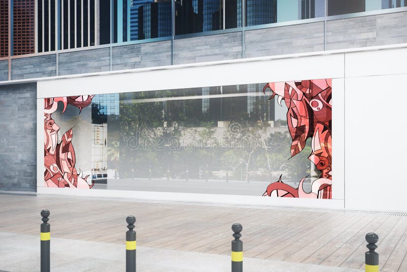 Showcase with Pink Pattern Side Stock Illustration - Illustration of ...