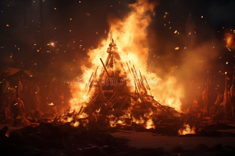 Showcase the Ritual of Lighting Bonfires during Stock Photo - Image of ...