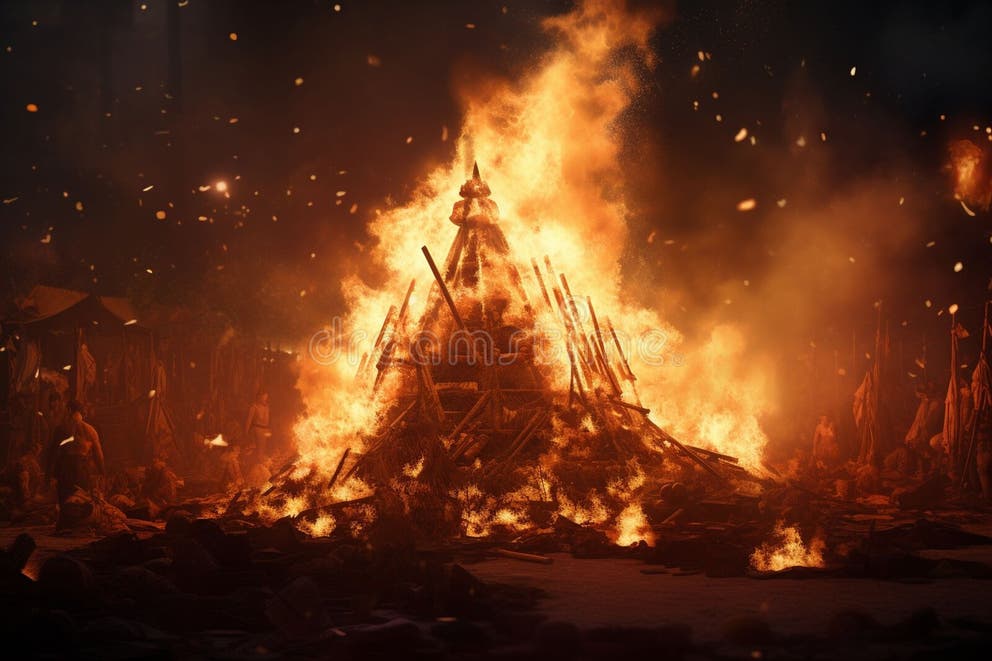 Showcase the Ritual of Lighting Bonfires during Stock Photo - Image of ...