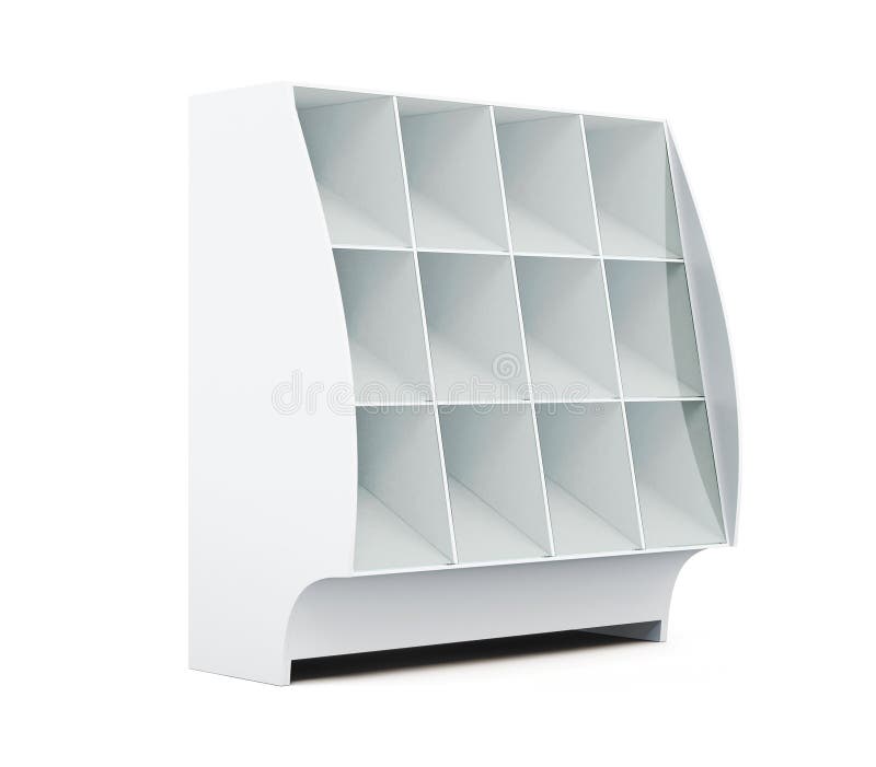 Supermarket Showcase with Shelves on White Background. Stock ...