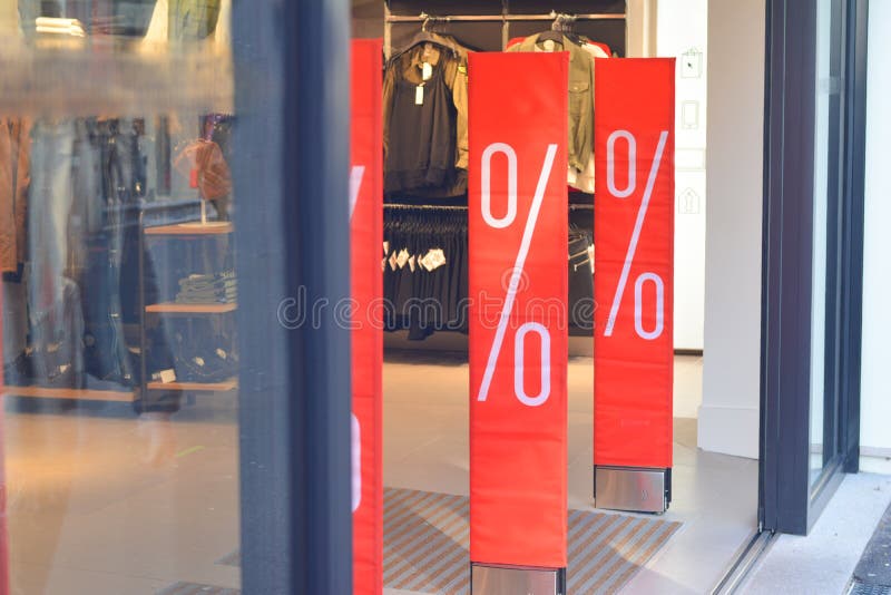 Showcase Shops with a Red Stand about Sales Stock Photo - Image of ...