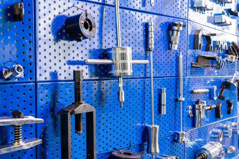Showcase with Special Tools and Wrenches.. Stock Image - Image of ...