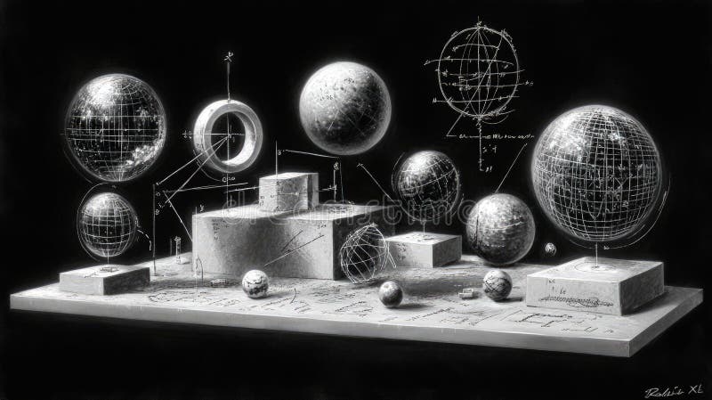 A Showcase of Spherical Models and Mathematical Notations Against a ...