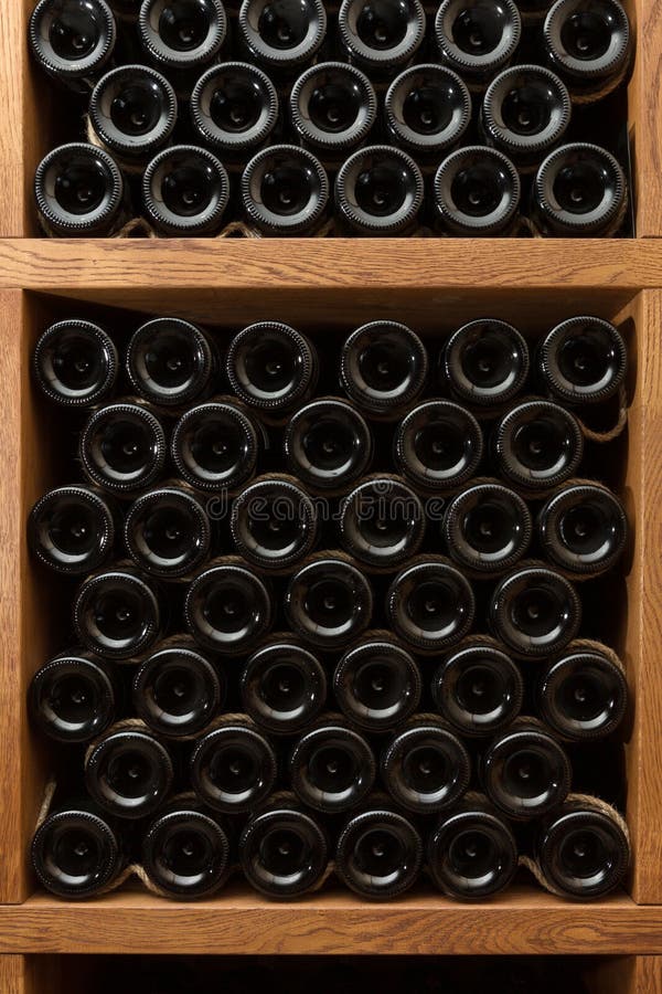 Showcase - Stand with Bottles of Wine, Vertical Layout Stock Photo ...