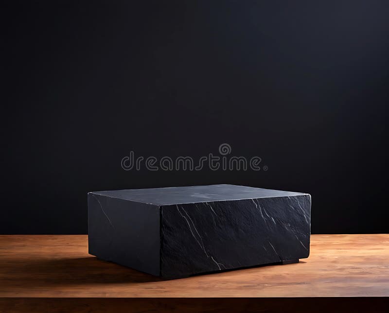 Showcase Stand - Rectangular Black Pedestal on Black Background. Stock ...