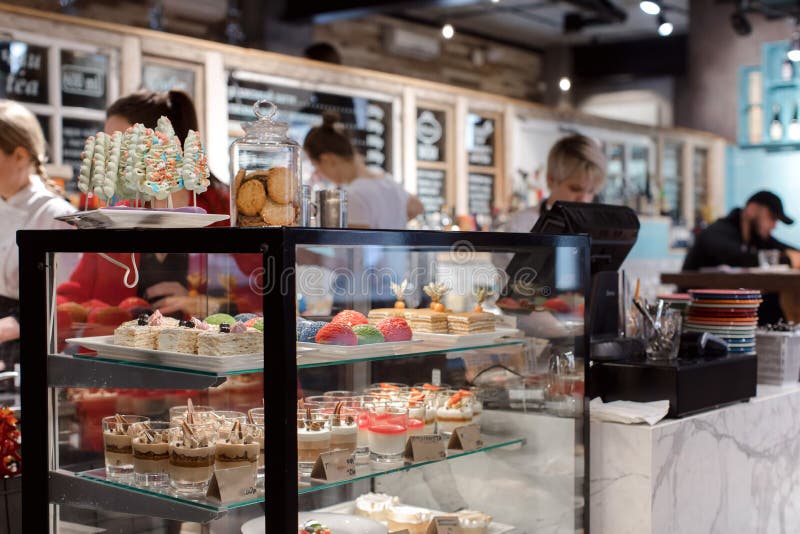 Showcase of Sweets in a Cafe Stock Photo - Image of cakes, kiosk: 108966016