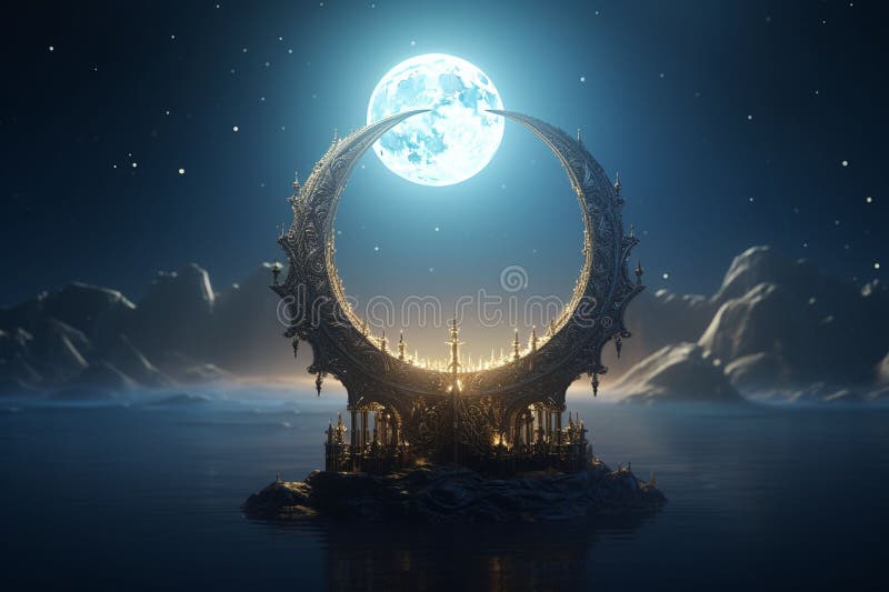 Showcase the Symbolism of the Crescent Moon in Stock Illustration ...