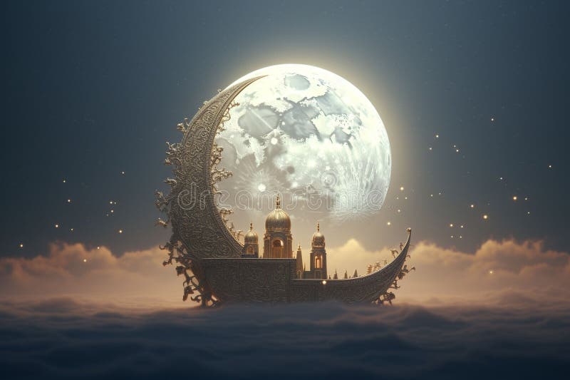 Showcase the Symbolism of the Crescent Moon in Stock Illustration ...