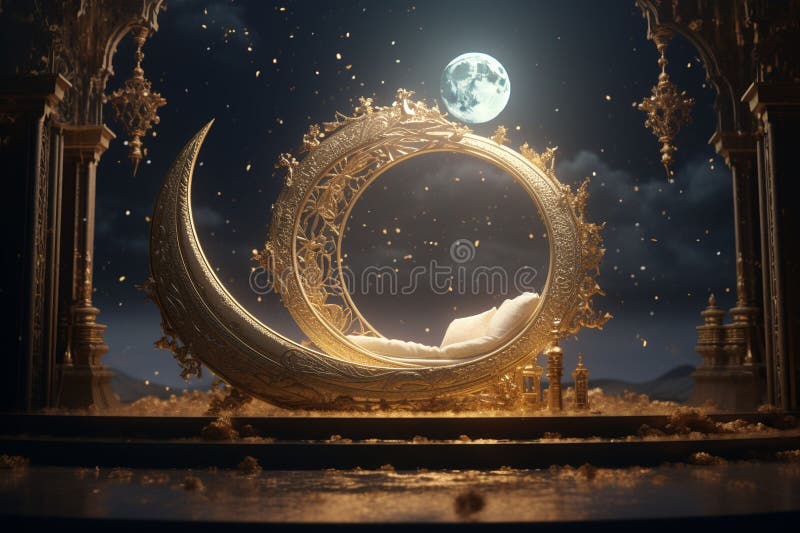 Showcase the Symbolism of the Crescent Moon in Stock Illustration ...